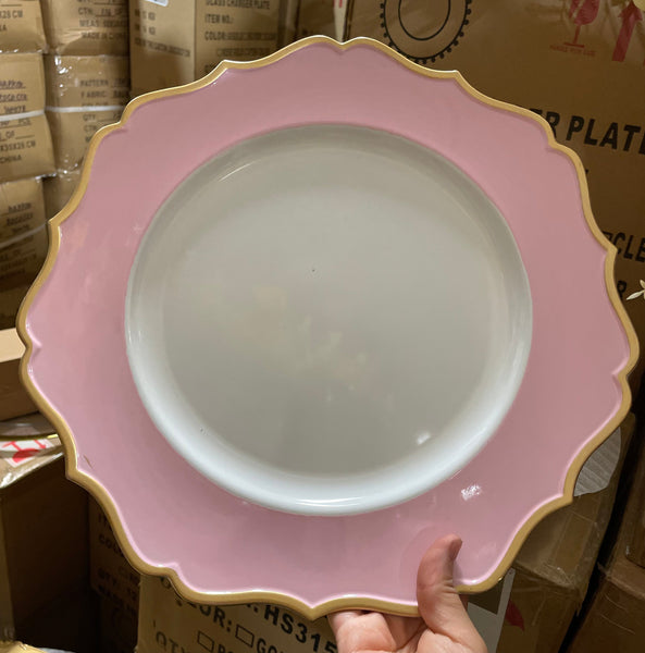 Acrylic flower Charger Plate pink and Gold – Viva La Rosa