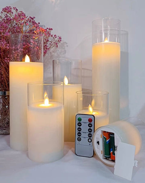LED Flameless Candles glass included 3”x10”H Diameter – Viva La Rosa